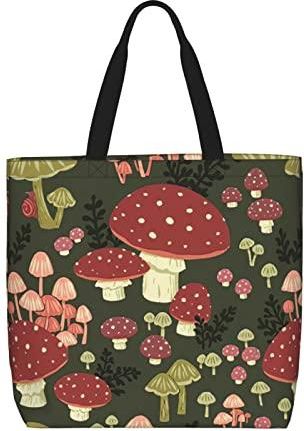 Generic Sac De Courses Motif De Champignons Sac &Agrave; Provisions Lavables Pliable Sacs En Toile Pour Femmes, Pour Filles, Tous Les Jours, Shopping, Burea