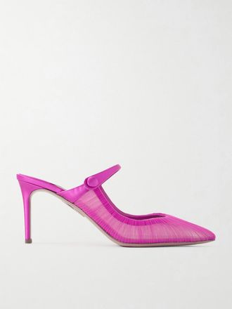 Aquazzura Voile 75 Mules Aus T&uuml;ll Mit Satinbesatz - Pink