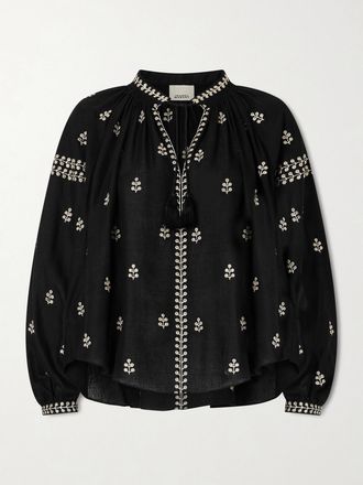Isabel Marant Blouse En Soie &Agrave; Broderies - Noir