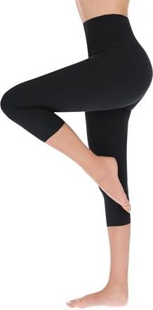 FUTURO FASHION Legging 3/4 pour Femme Taille Haute Doux et Doux Non Transparent Extensible décontracté Quotidien Yoga Course à Pied S-XXL Noir L-XL