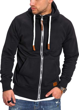 Rello & Reese Herren Sweatjacke Hoodie Zip-Jacke Kapuzenpullover MT-7692 [Schwarz
