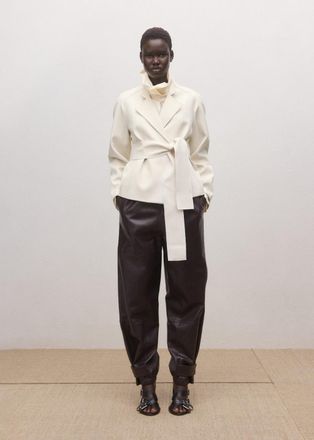 Mango Veste revers ceinture naud &eacute;cru - Femme - XS - MANGO