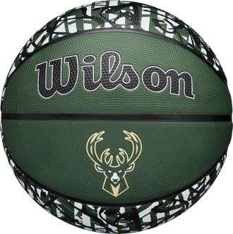 Wilson NBA Team Graffiti Basketball - Milwaukee Bucks, Gr&ouml;&szlig;e 17,8-74,9 cm