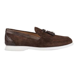 Kiton Homme, Chaussures, Brun, Taille: 40 1/2 EU Suede Crocodile-Detail Loafer