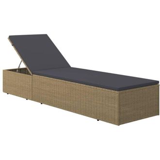vidaXL Sonnenliege Poly Rattan Braun und Dunkelgrau vidaXL