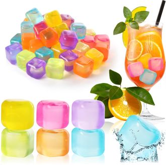 Com-Four 30x wiederverwendbare Eiswürfel in tollen Farben, Party-Eiswürfel zum Kühlen von Getränken
