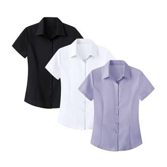 Generic Tenue formelle dentrevue pour femme V&ecirc;tements sans repassage Chemise &agrave; manches courtes pour femme Chemise daffaires &agrave; manches courtes pour col en V T-