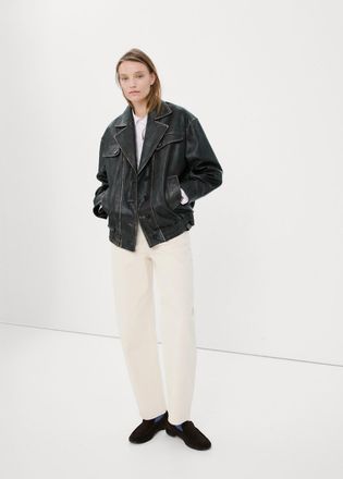 Mango Jean barrel taille haute blanc cass&eacute; - Femme - 32 - MANGO