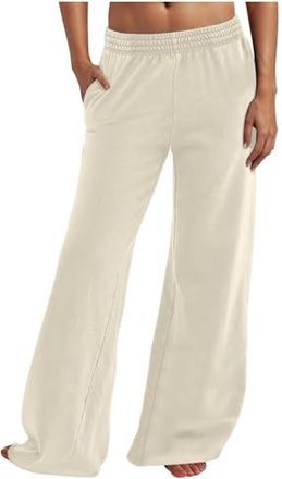 Generic Pantalon de jogging pour femme avec poches confortables et taille élastique - Pantalon long évasé - Pantalon de survêtement ample - Jambe droite - Bag