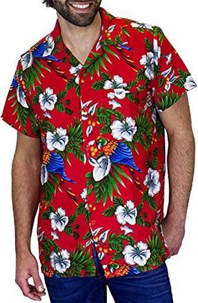 V.H.O. Funky Chemise-Hawaienne, Manche-Courte, Cherryparrot, Rouge, 3XL