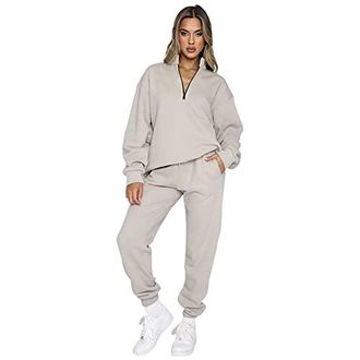 Generic Ensemble de salon pour femme - 2 tenues - Ensemble de costumes &agrave; manches longues et pantalon taille haute pour le travail - Surv&ecirc;tement de sport pour 
