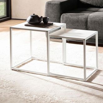 M&S Collection M&s - Lot de 2 tables gigognes 35 et 40 cm en acier blanc