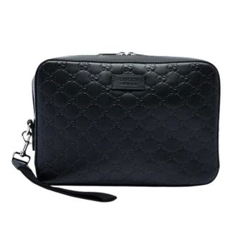 Gucci Sac pochette en cuir gaufr&eacute; Pre-owned - Homme - Pre-owned - Noir - Taille: ONE Size