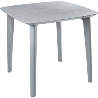Beliani Table de Jardin en Mati&egrave;re Synth&eacute;tique 4 Places R&eacute;sistante aux Intemp&eacute;ries Meuble Patio Terrasse Ext&eacute;rieur Gris Clair Sorico