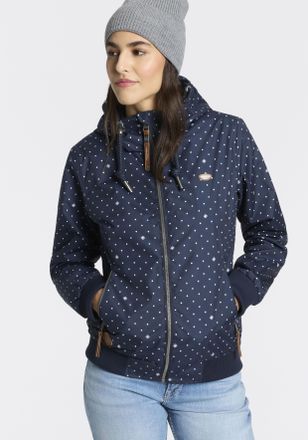Ragwear Outdoorjacke RAGWEAR NUGGIE DOTS O, Damen, Gr. XXL, navy, Web, Obermaterial: 100% Polyester, gepunktet, h&uuml;ftlang, Jacken Outdoorjacke