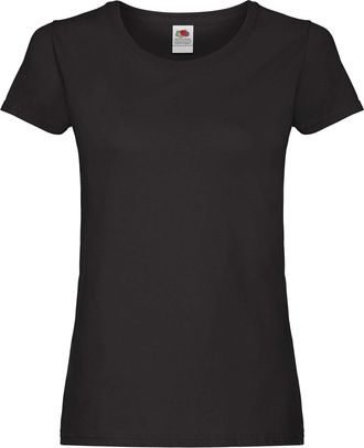 Fruit Of The Loom Original T Lady-Fit Damen T-Shirt tailiert, Farbe:schwarz, Größe:XL