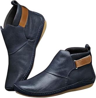 Generic Bottines pour femme - Coupe large - Imperméable - Style vintage - Soutien de la voûte plantaire - Semelle douce - Doublure - Style décontracté - Antid