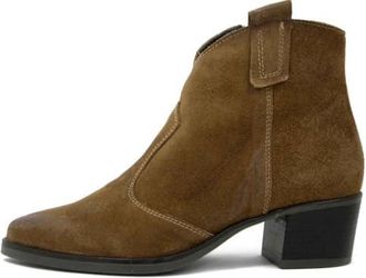 OSVALDO PERICOLI Bottines pour femme Texani en cuir daim marron, talon bas 4 cm, I58190, marron, 41 EU