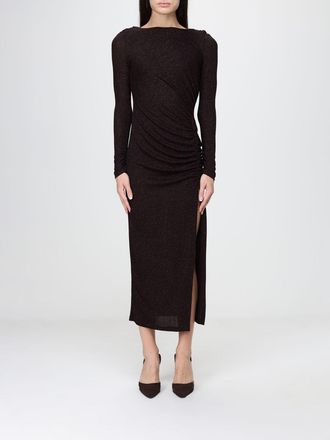 Hanita Robe fourreau midi en jersey de lurex drap&eacute; avec fente lat&eacute;rale