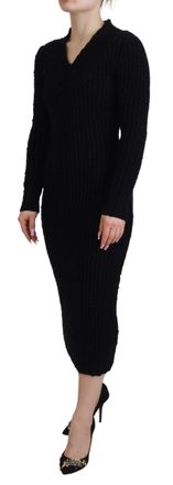 Dolce & Gabbana Womens Black Wool Knitted Sheath Sweater Dress