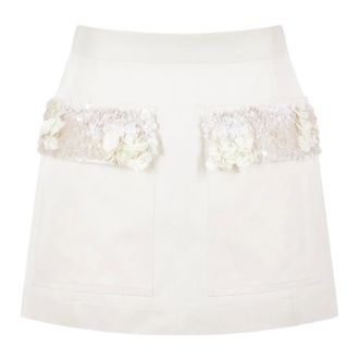 Plan C Plan C, Femme, Jupes, Blanc, Taille: 36 FR Pocket Mini Skirt