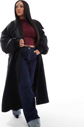 Asos Curve ASOS DESIGN Curve - Eleganter Bombermantel in Schwarz mit geteiltem Design