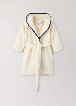 Mango Peignoir enfant coton avec liser&eacute; contrastant bleu de prusse - Home - 1-2 - MANGO HOME
