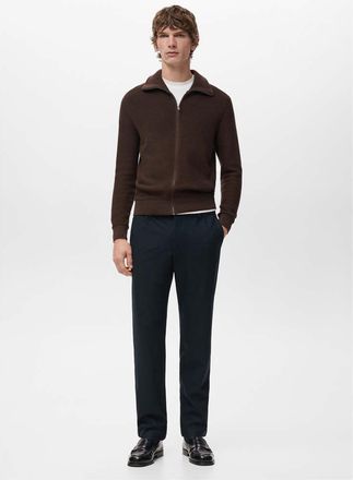 Mango Pantalon flanelle regular-fit bleu nuit - Homme - 40 - MANGO MAN