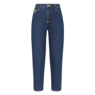 Philipp Plein Crystal Denim Mom Fit Hose Herz - - Jeans - Damen - Blau - W29