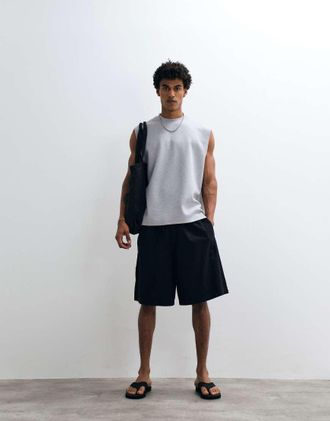 Weekday Exclusivit&eacute; ASOS - Weekday - Short oversize en lin m&eacute;lang&eacute; - Noir