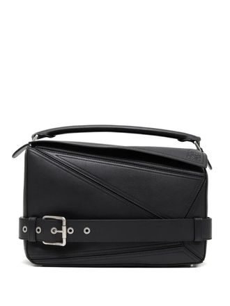 Loewe grand sac port&eacute; &eacute;paule Puzzle en cui - Noir