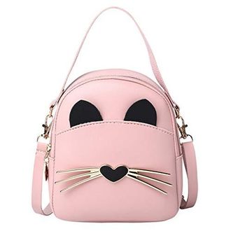 Generic Sac &agrave; dos multifonction en cuir de couleur unie pour femme avec sangles et clips pour sac &agrave; main, rose, taille unique