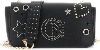 Caf&egrave;noir Sac Bandouli&egrave;re &Agrave; Rabat, Rivets Et Clous, Pour Femme, Couleur Noir, Taille Taille Unique