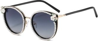 Generic Lunettes de soleil rondes vintage oeil de chat pour femme version métal sans monture dégradé UV400 2026 2024, Noir, Taille unique