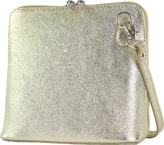 modamoda.de T94 Damen Glattleder kleine Umh&auml;ngetasche Schultertasche handmade in Italy (Lightgold)