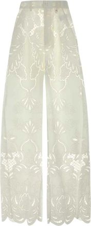 Giuseppe Di Morabito Femme, Pantalons, Blanc, Taille: 38 FR Pantalon ample Broderie Anglaise