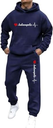 Generic Surv&ecirc;tement pour homme avec imprim&eacute; lettres, sweat &agrave; capuche, jambe droite, ensemble de jogging athl&eacute;tique, haut de jogging, pantalon de sport, v&ecirc;teme