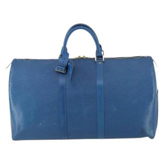 Louis Vuitton unisex, Pre-owned, Bleu, Taille: ONE Size Sac Week-end en Cuir Pre-owned