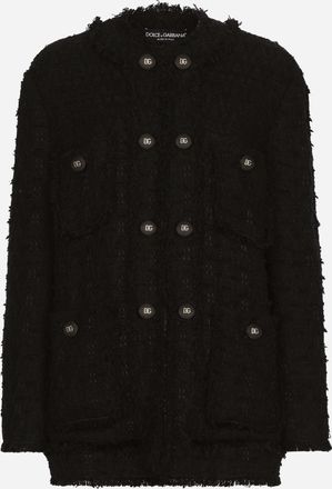 Dolce & Gabbana Einreihige Jacke Aus Flechtgewebe - Frau Blazer Schwarz 48