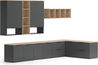 Vicco Wohnwand Wido, Anthrazit/Sonoma, 9 Teile