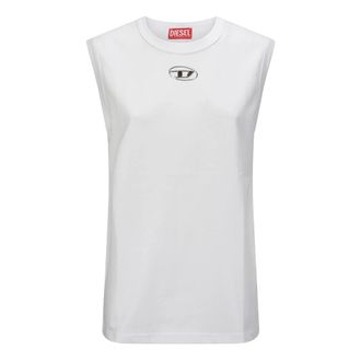 Diesel Metallic Logo &Auml;rmelloses Baumwoll-Top - - Tops - Herren - Wei&szlig; - XL