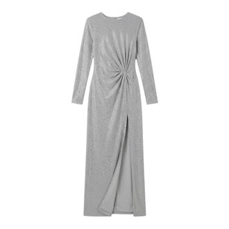 Twentyfourhaitch Kleid mit Strasssteinen und Raffung an der Seite mit Schlitz - - Dresses - Damen - Grau - 2XL
