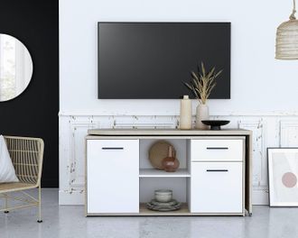 Loftscape home24 Eckschreibtisch Kliaa 144 x 74 x 50cm Braun/Weiß