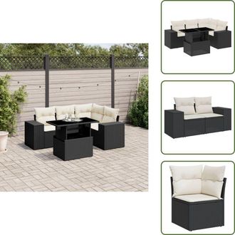 vidaXL 5-tlg. Garten-Sofagarnitur mit Kissen Schwarz Poly Rattan - Gartenm&ouml;bel Set - PE-Rattan M&ouml;bel - Outdoor Lounge - Gartenlounge - Balkonm&ouml;bel
