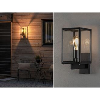 Konstsmide Stehende led Au&szlig;enwandlaterne Schwarz mit Klarglas, H&ouml;he 33cm