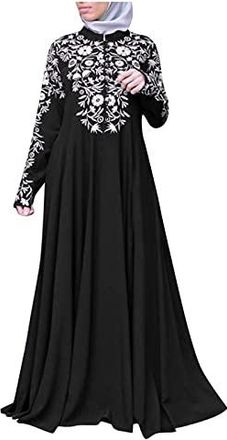 ZYUEER Robe de Prière Musulmane Une Pièce Grande Taille pour Femmes Abaya Islamique Moyen-Orient Dubaï Turquie Maxi Caftan Taille S-5XL (Black, XXXXXL)