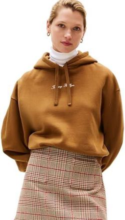 Tommy Hilfiger Sweat &agrave; Capuche Femme Classic Script Fleece avec Capuche, Marron (Highland Khaki), XS