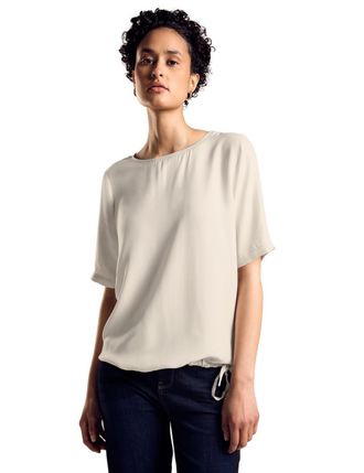 Street One Damen A344883 T-Shirt mit Tunnelzug, Smooth Sand beige, 38