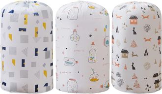 BESPORTBLE NUOBESTY 3 St&uuml;ck Teiliges Gro&szlig;e Kordelzug aufbewahrungstaschen f&uuml;r Bettdecken und Kleidung Faltbare Dicke Stoffbeutel mit Niedlichen Mustern Vielseiti