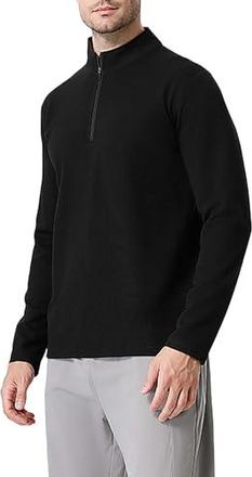 Generic Haut de sport &agrave; manches longues pour homme, s&eacute;chage rapide, fermeture &eacute;clair 1/4, col montant, t-shirt l&eacute;ger et respirant pour entra&icirc;nement de sport d